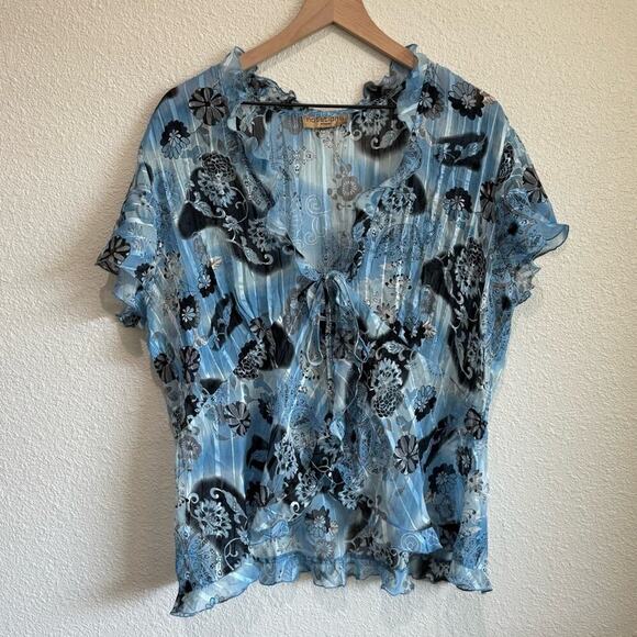 Notations | Tops | Y2k Notations Womens Large Blue Paisley Print Tie ...